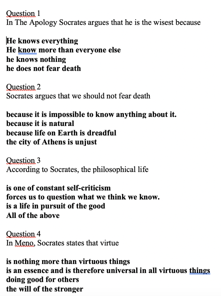 Solved QuestionI1 In The Apology Socrates argues that he is | Chegg.com
