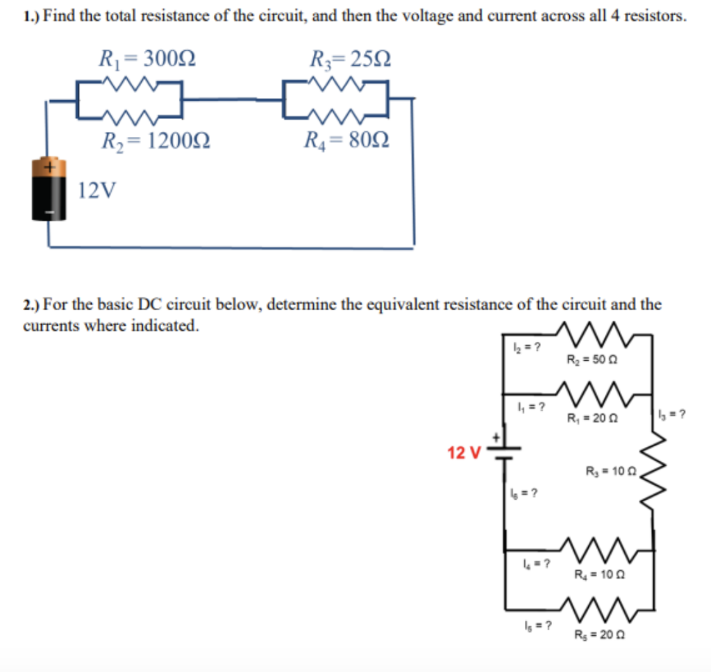 Solved 1.) Find the total resistance of the circuit, and | Chegg.com