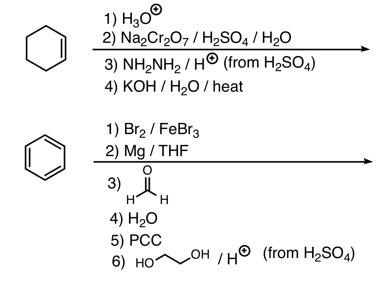 Solved 1) H20 2) Na2Cr207 / H2SO4 / H2O 3) NH2NH2/H (from | Chegg.com