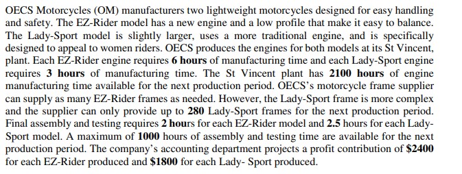 Solved Using the information provided.Formulate a linear | Chegg.com