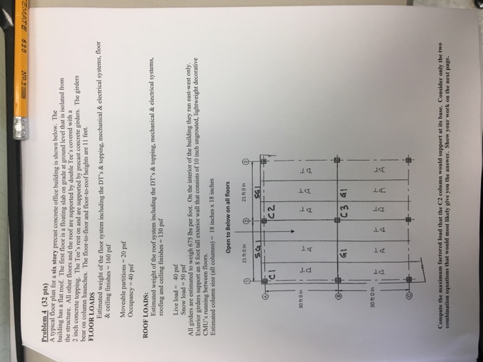 A typical floor plan for a six story precast concrete | Chegg.com