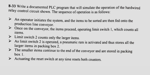 Solved 8-33 Write a documented PLC program that will | Chegg.com