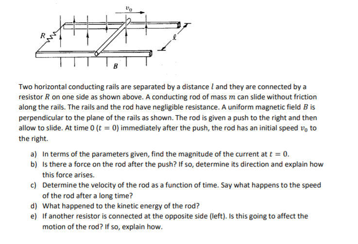 Solved VO Two horizontal conducting rails are separated by a | Chegg.com