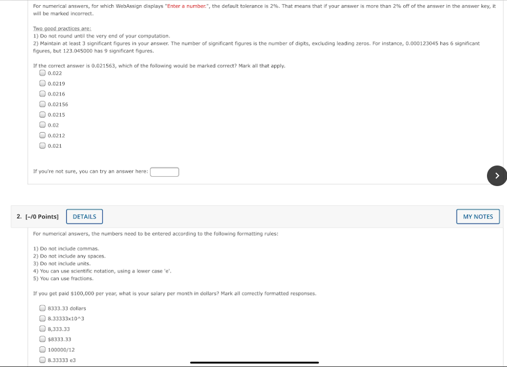 Solved For numerical answers, for which WebAssign displays | Chegg.com