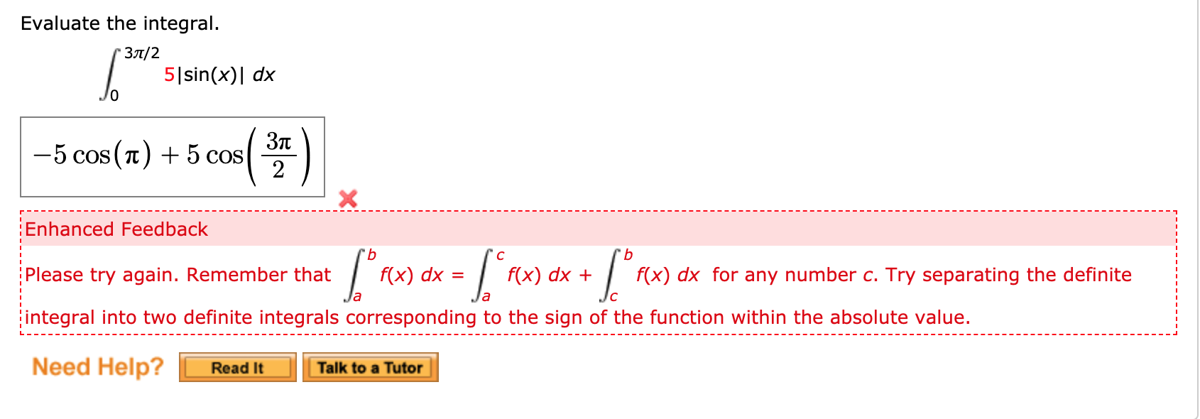 Solved Evaluate the integral. 31/2 6.34725lsin(x) dx -5 | Chegg.com