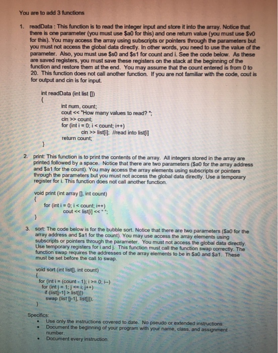 data numbers: .space 80 prompt: asciiz "How many | Chegg.com