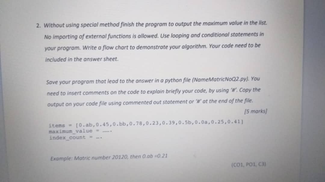Solved 2. Without using special method finish the program to | Chegg.com