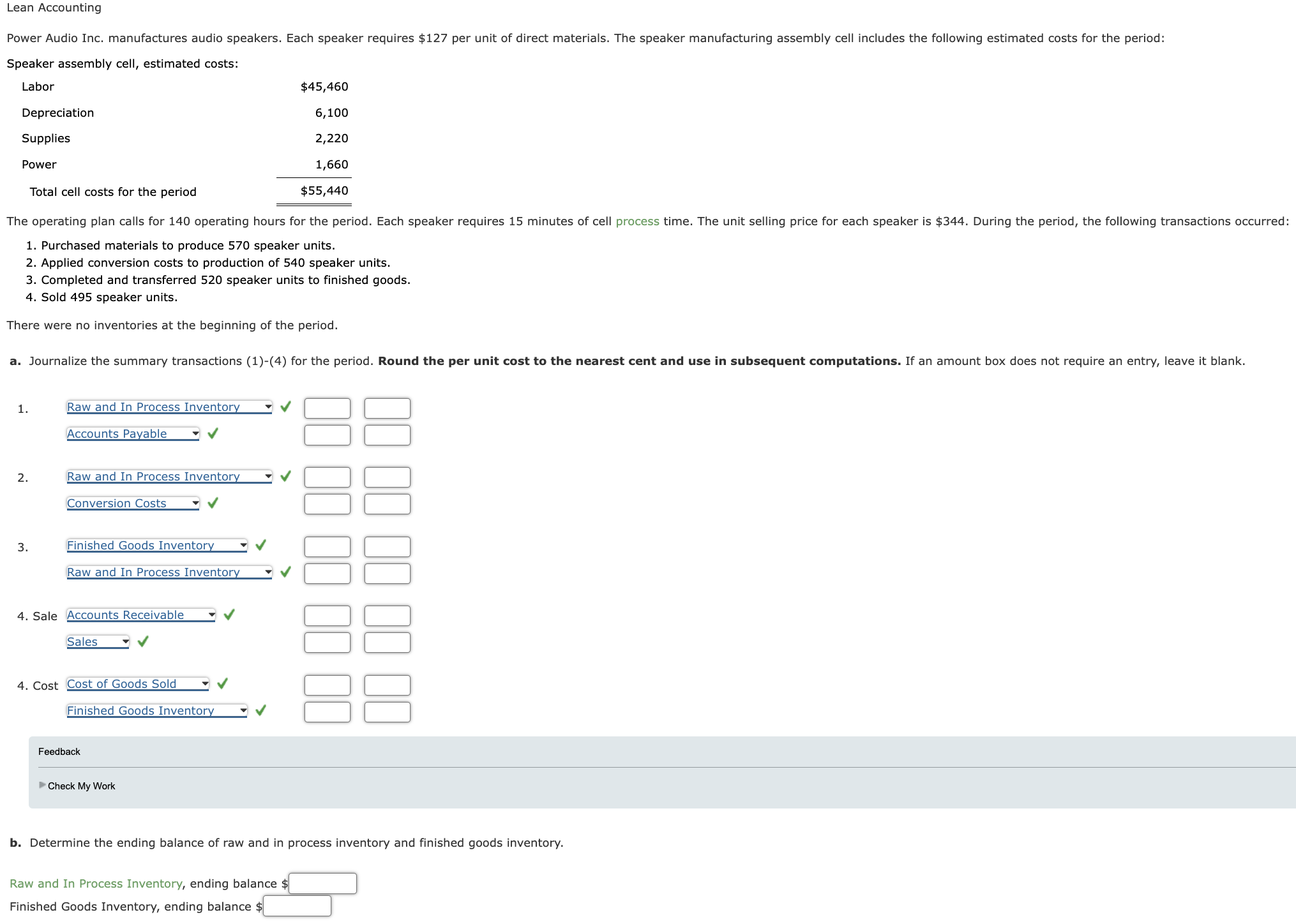 Solved Lean AccountingSpeaker assembly cell, estimated | Chegg.com