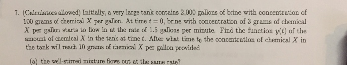 Solved A) the well stirred mixture flows out at the same | Chegg.com
