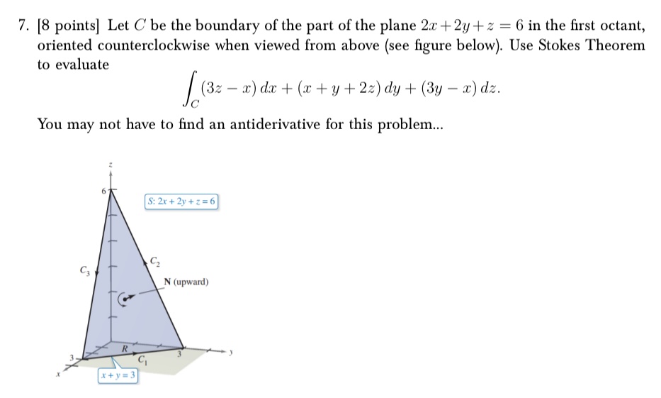 Solved 7. [ 8 points] Let C be the boundary of the part of | Chegg.com