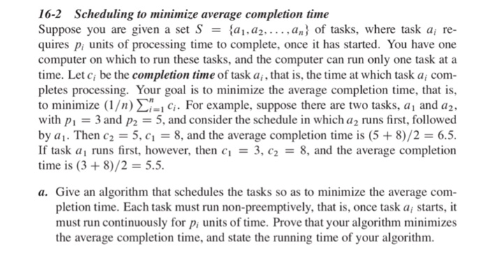 Solved 16 2 Scheduling To Minimize Average Completion Time