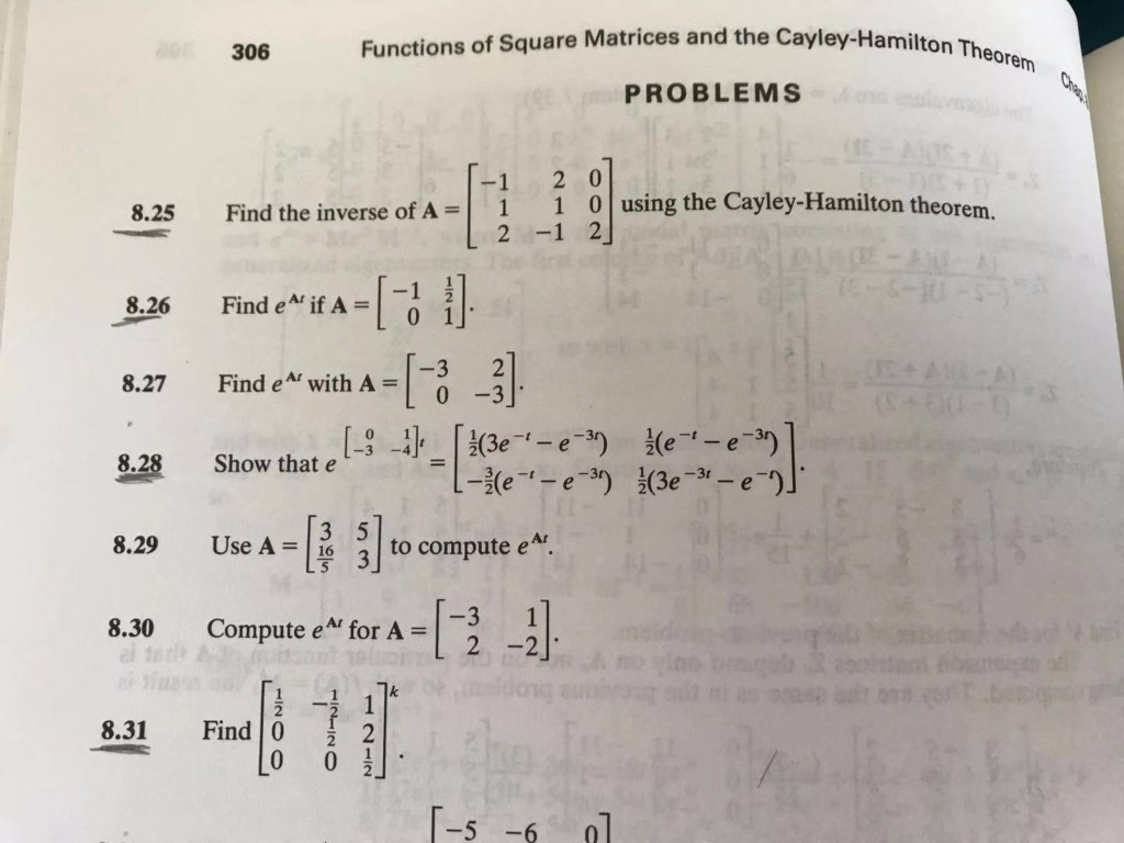 Solved 306 Functions of Square Matrices and the Cayley-Ha | Chegg.com