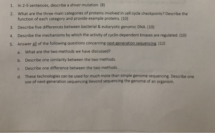 Solved In 2-5 sentences, describe a driver mutation. (8) | Chegg.com