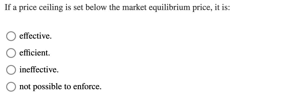 Solved If a price ceiling is set below the market | Chegg.com
