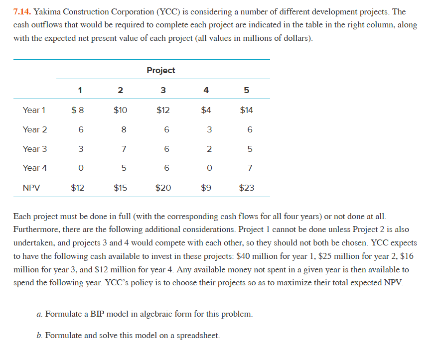 Solved 7.14. Yakima Construction Corporation (YCC) is | Chegg.com