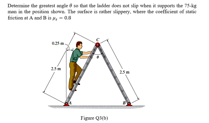 Solved Determine the greatest angle 8 so that the ladder | Chegg.com