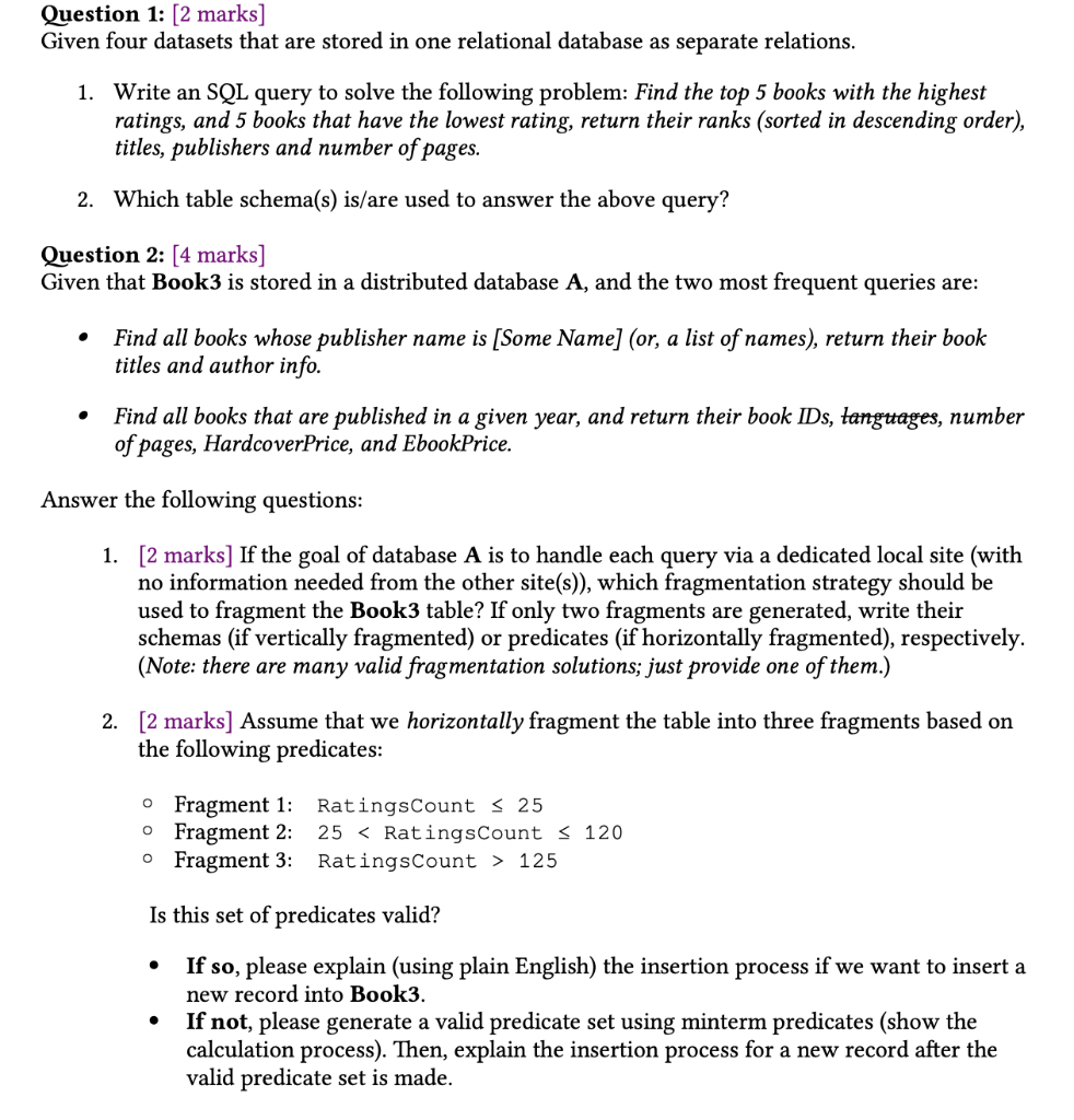 In this assignment, there are four datasets | Chegg.com