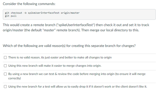 Solved Consider the following commands: git checkout -b | Chegg.com