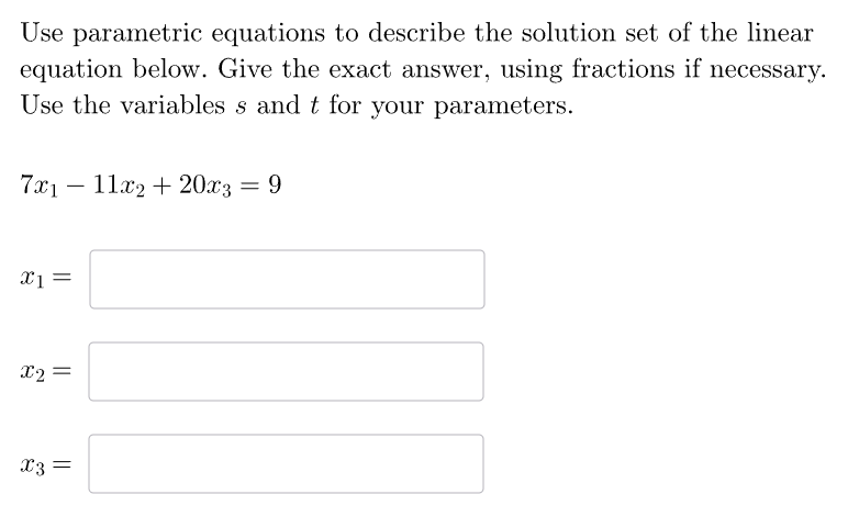 Solved Use parametric equations to describe the solution set | Chegg.com