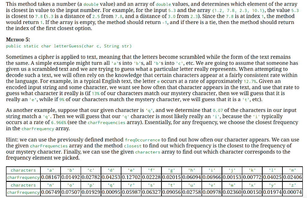 Solved МЕТНODS 1A/1в: public static char[] | Chegg.com