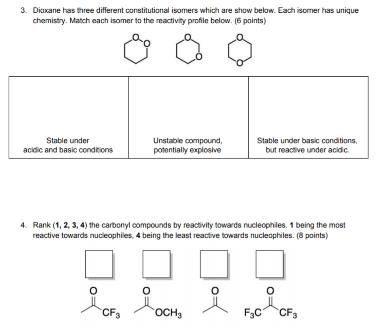 Solved 3. Dioxane has three different constitutional isomers | Chegg.com