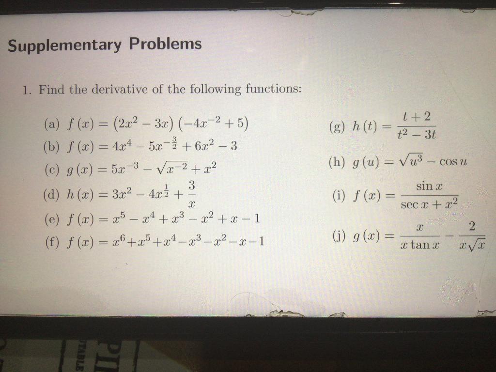 Solved Find the derivative of the following function using | Chegg.com
