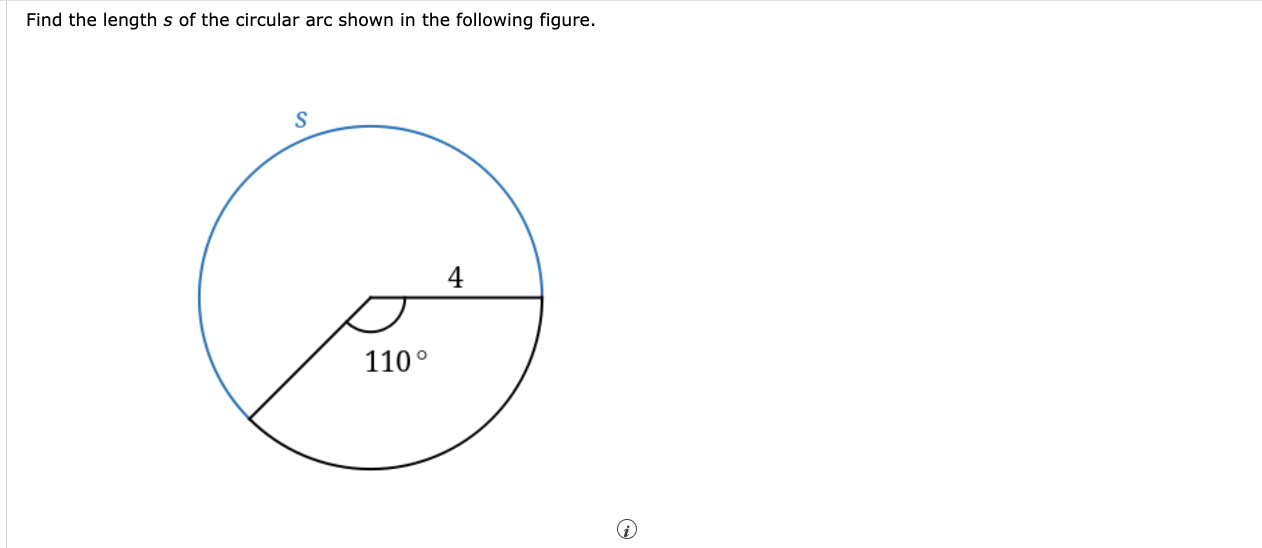 Solved Find the length s of the circular arc shown in the | Chegg.com