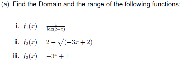 Solved (a) Find the Domain and the range of the following | Chegg.com