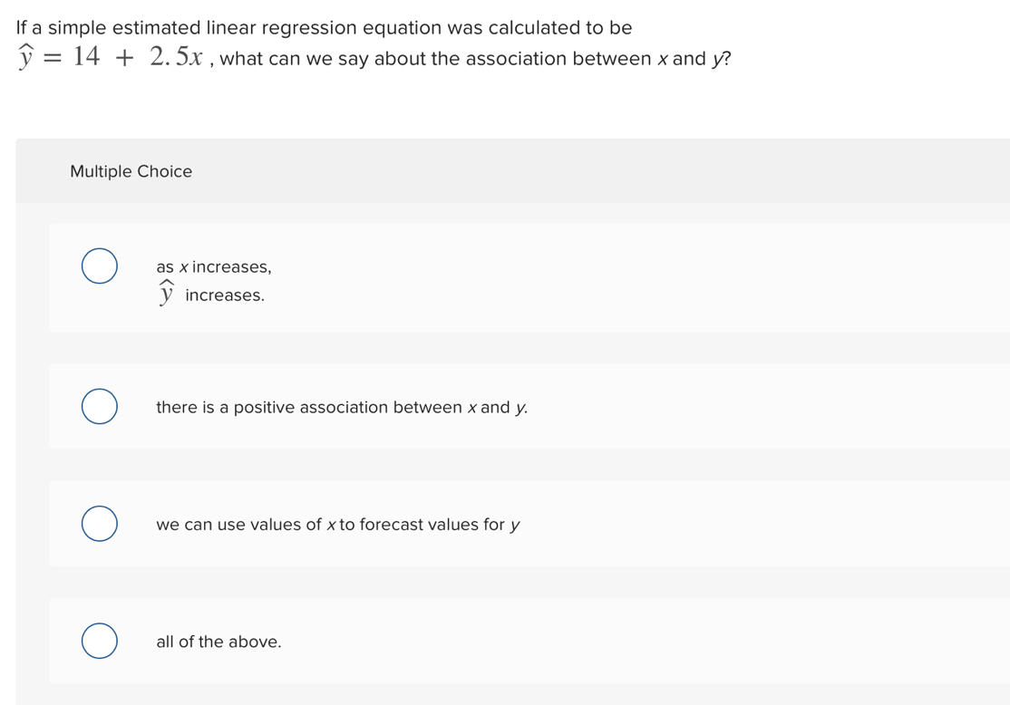 Solved If a simple estimated linear regression equation was | Chegg.com