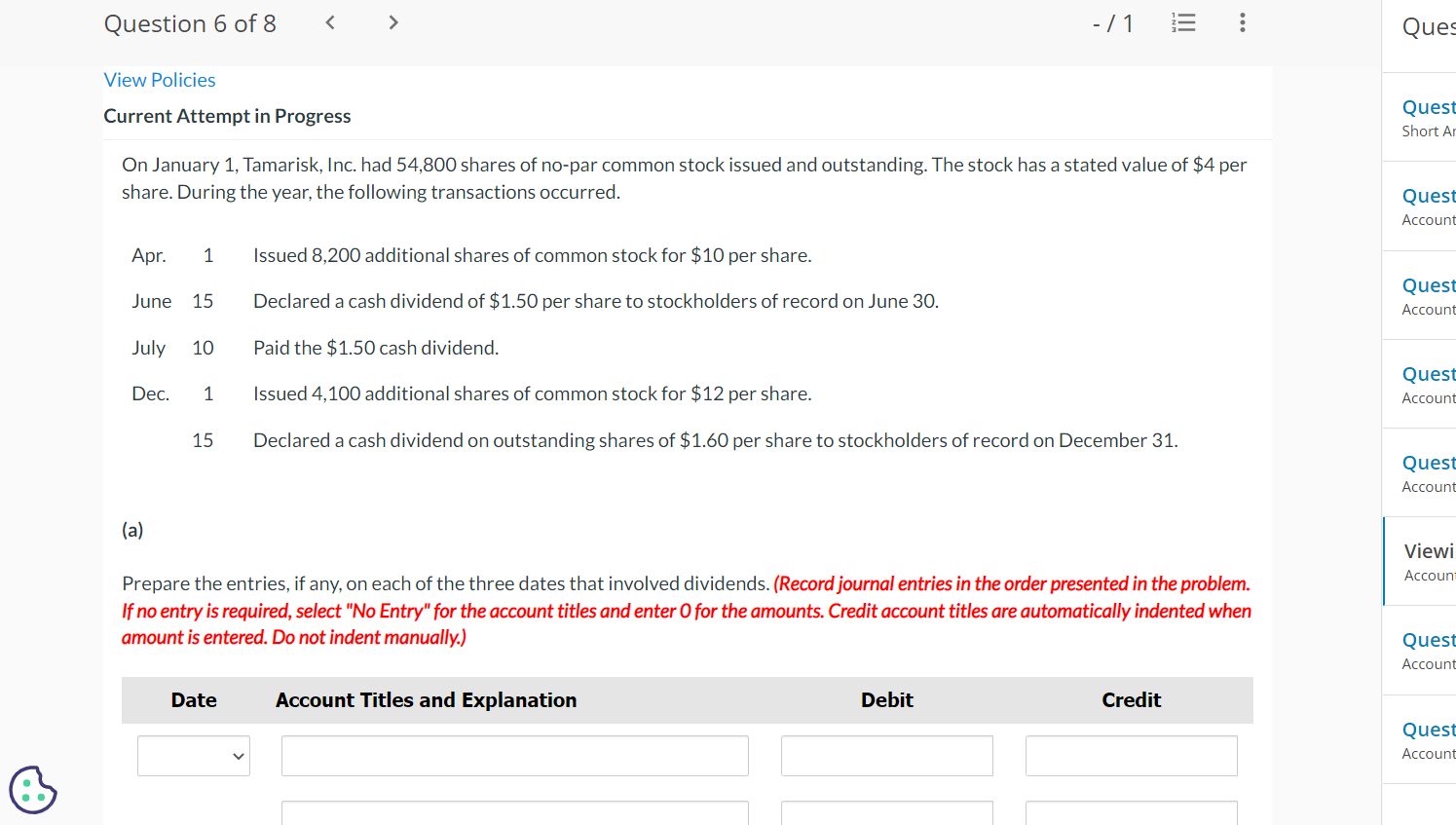 Solved Prepare the entries, if any, on each of the three | Chegg.com