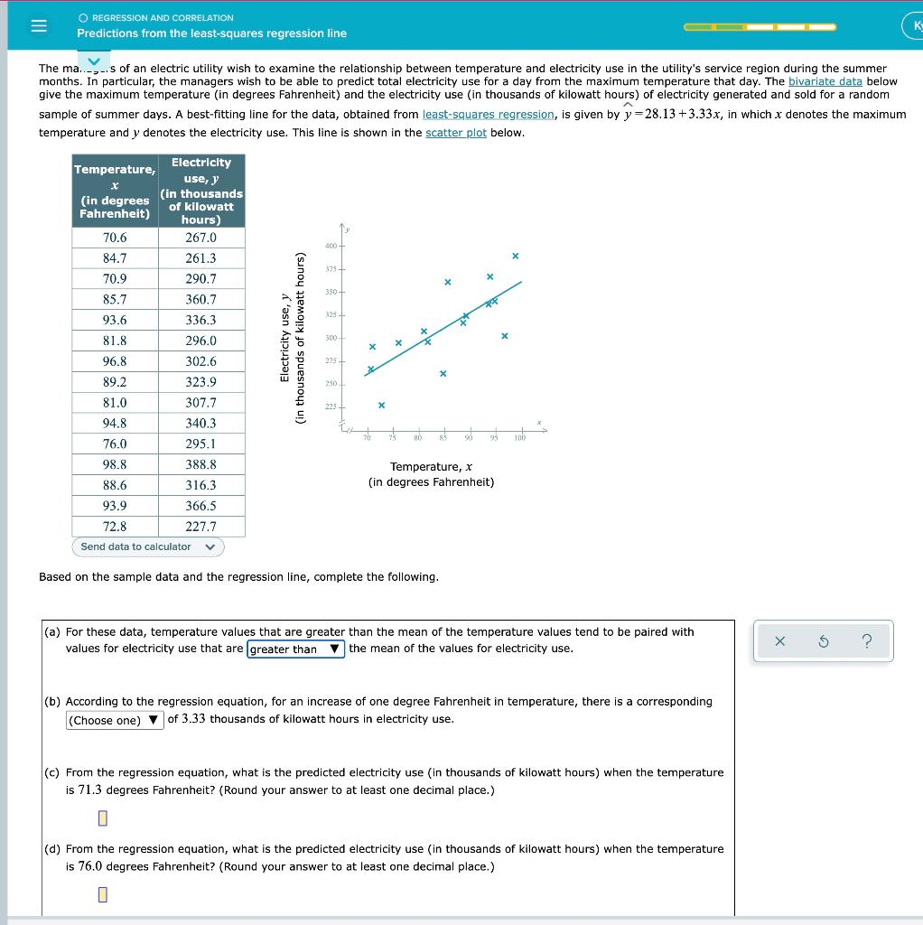 Solved II O REGRESSION AND CORRELATION Predictions from the | Chegg.com
