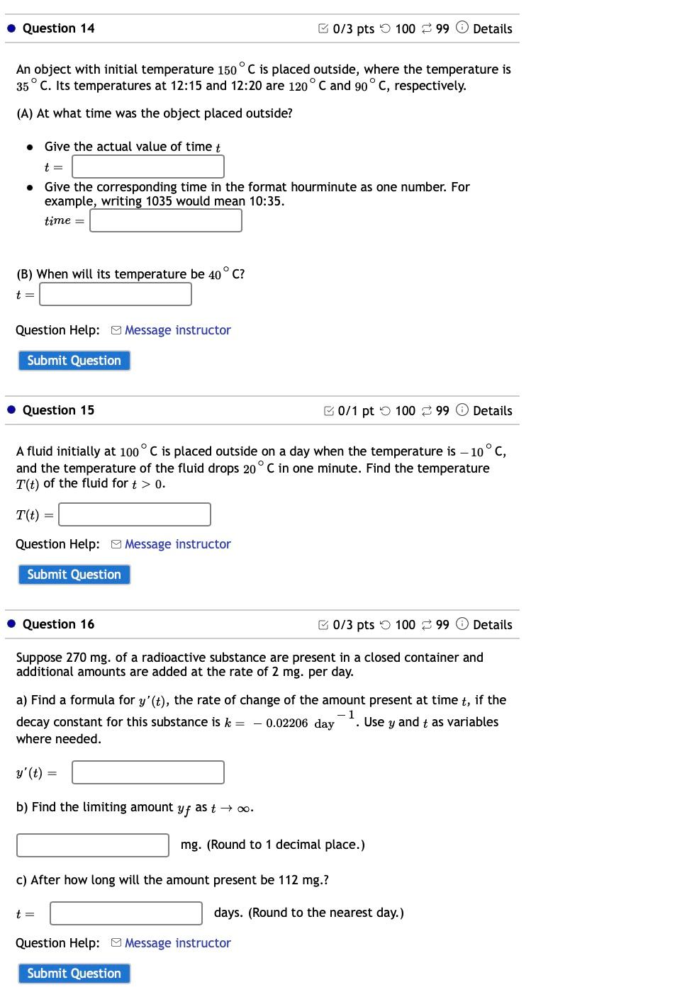 Solved Question 14 0/3 pts 100 99 Details An object with | Chegg.com
