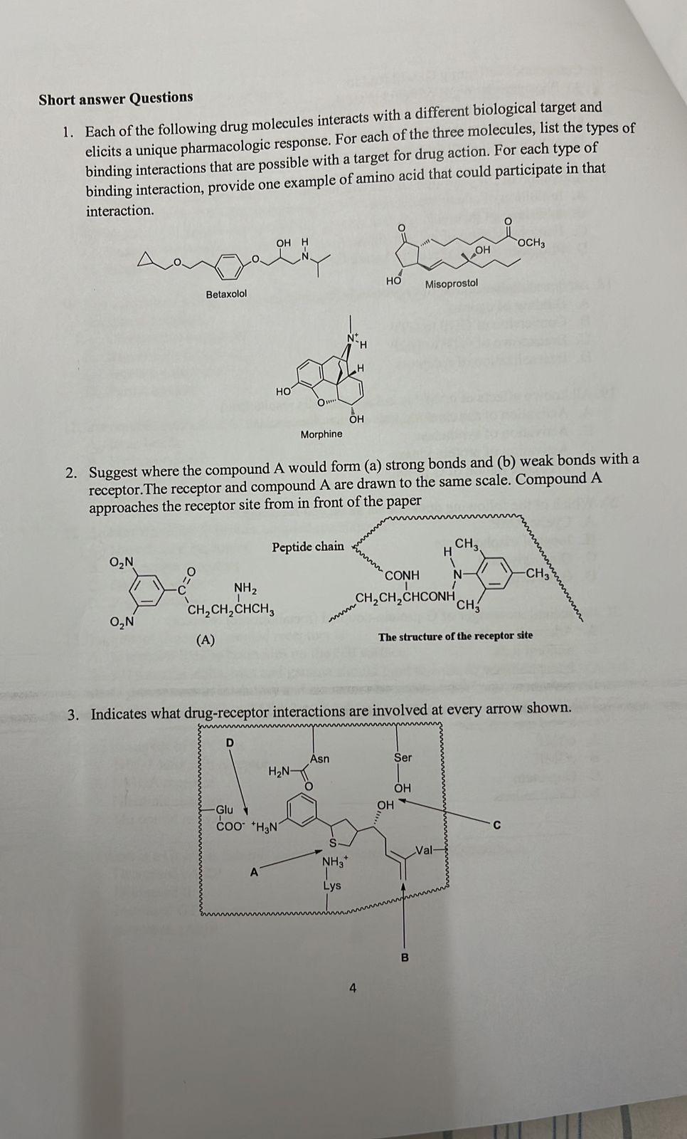 Solved Short answer Questions 1. Each of the following drug | Chegg.com