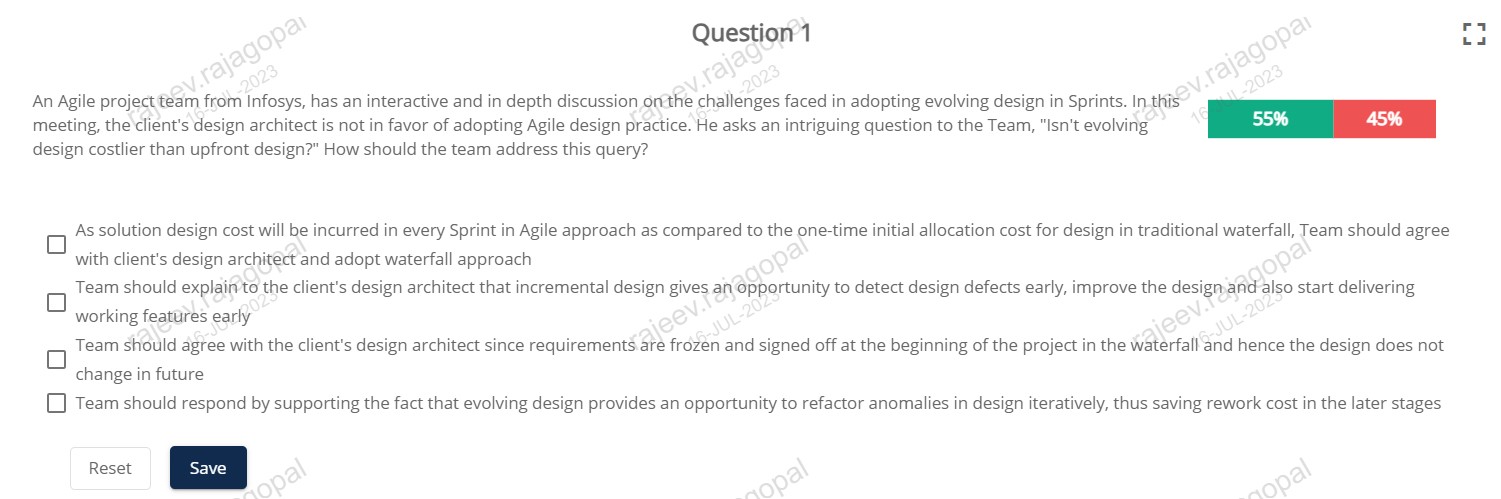 Solved An Agile project team from Infosys, has an | Chegg.com