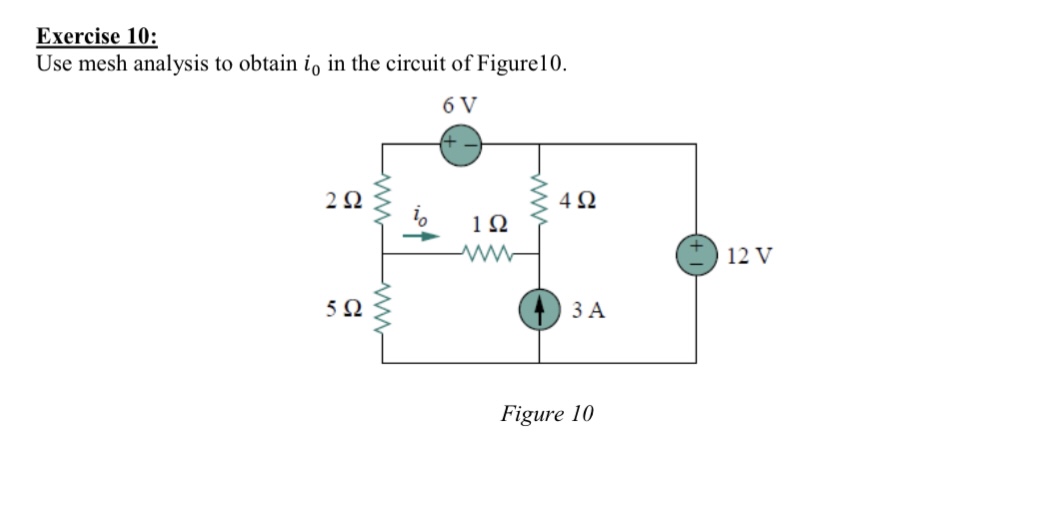 Solved Exercise 10: Use mesh analysis to obtain i0 in the | Chegg.com