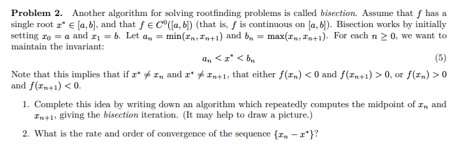Solved Problem 2. Another algorithm for solving rootfinding | Chegg.com