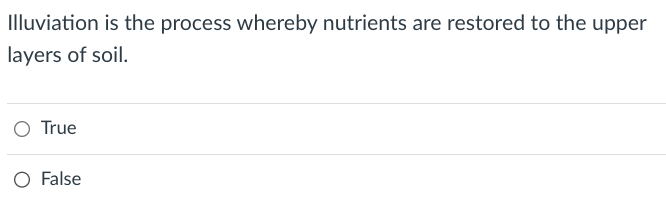 Solved Illuviation is the process whereby nutrients are | Chegg.com