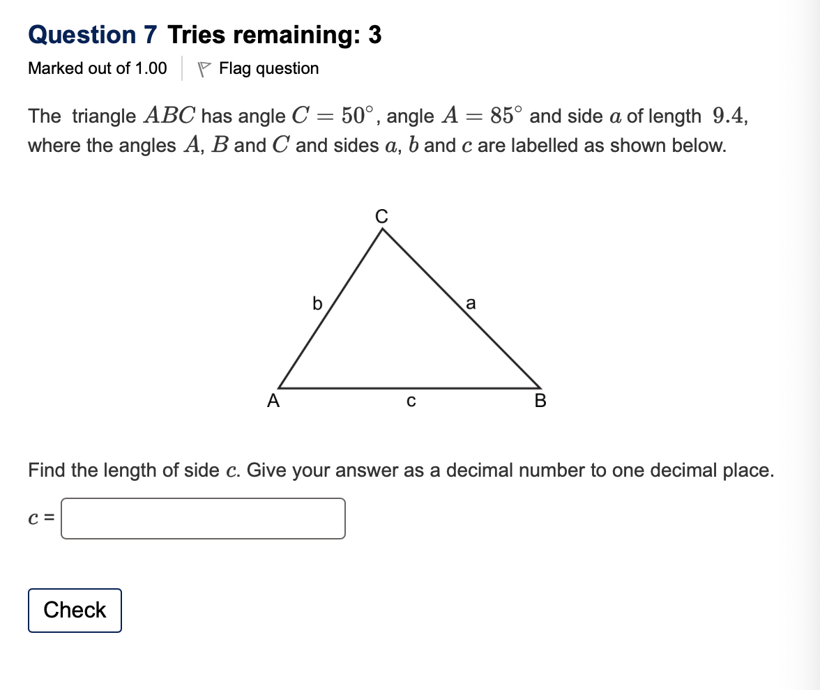 Solved Question 5 Tries remaining: 3 Marked out of 1.00 P | Chegg.com
