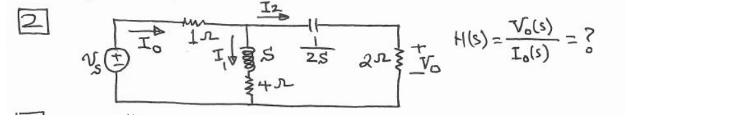 Solved H(s)=I0(s)V0(s)=? | Chegg.com