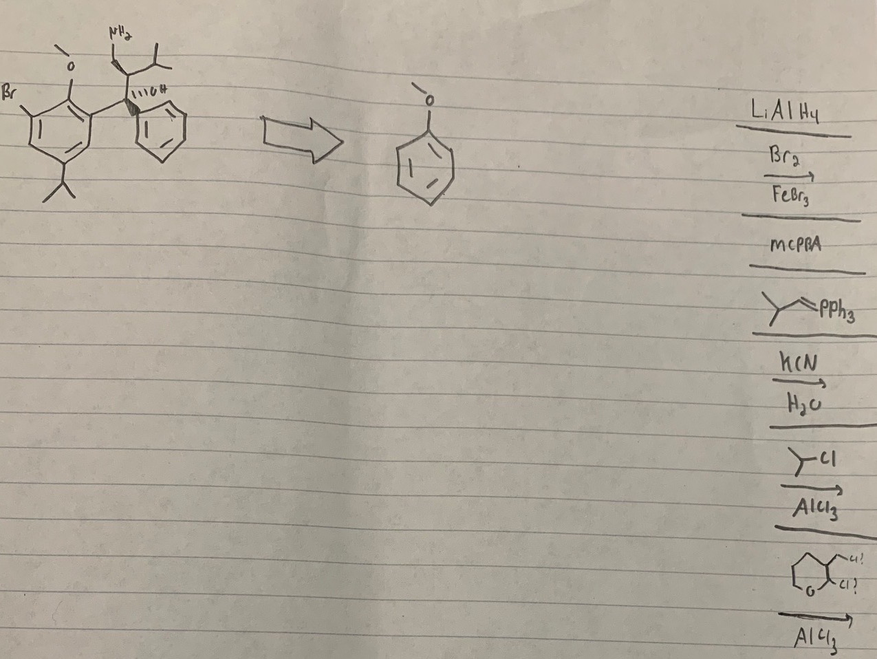 Solved LiAlHy Bra FeBr3 | | MCPBA apph3 KEN Ho Alliz INFS | | Chegg.com