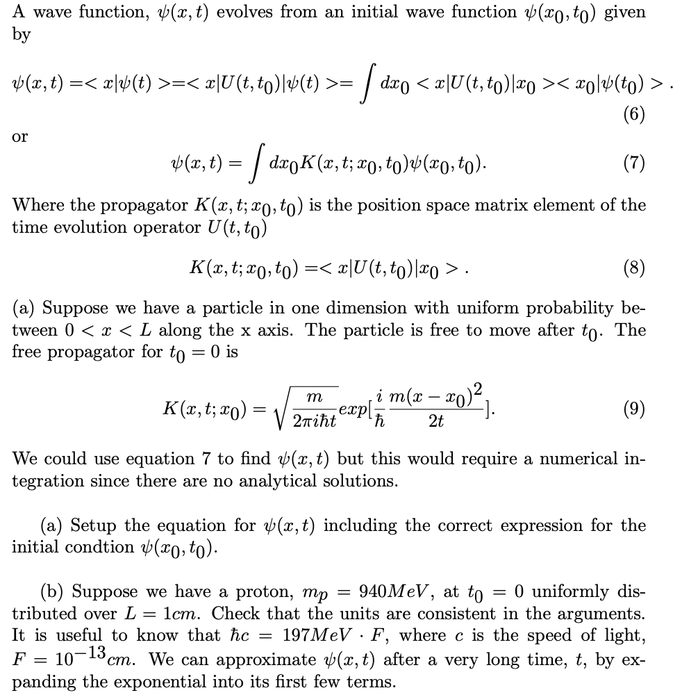 Solved A wave function, 4(x, t) evolves from an initial wave | Chegg.com