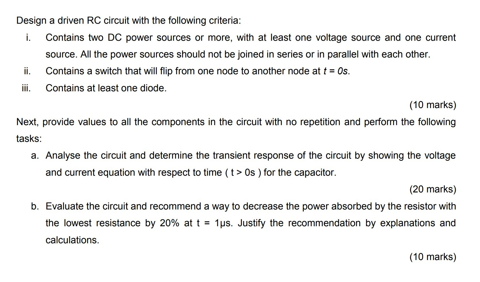 Solved i. Design a driven RC circuit with the following | Chegg.com