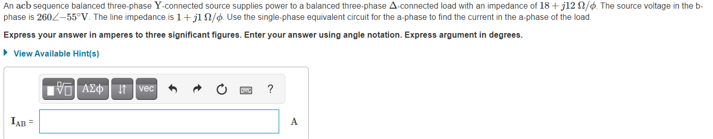 Solved An acb sequence balanced three-phase Y-connected | Chegg.com