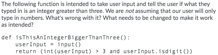 Solved The following function is intended to take user input | Chegg.com