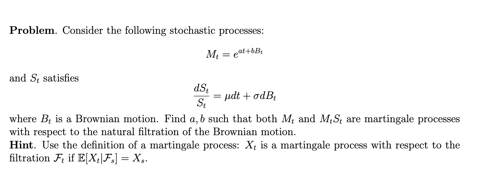 Solved Problem. Consider the following stochastic | Chegg.com