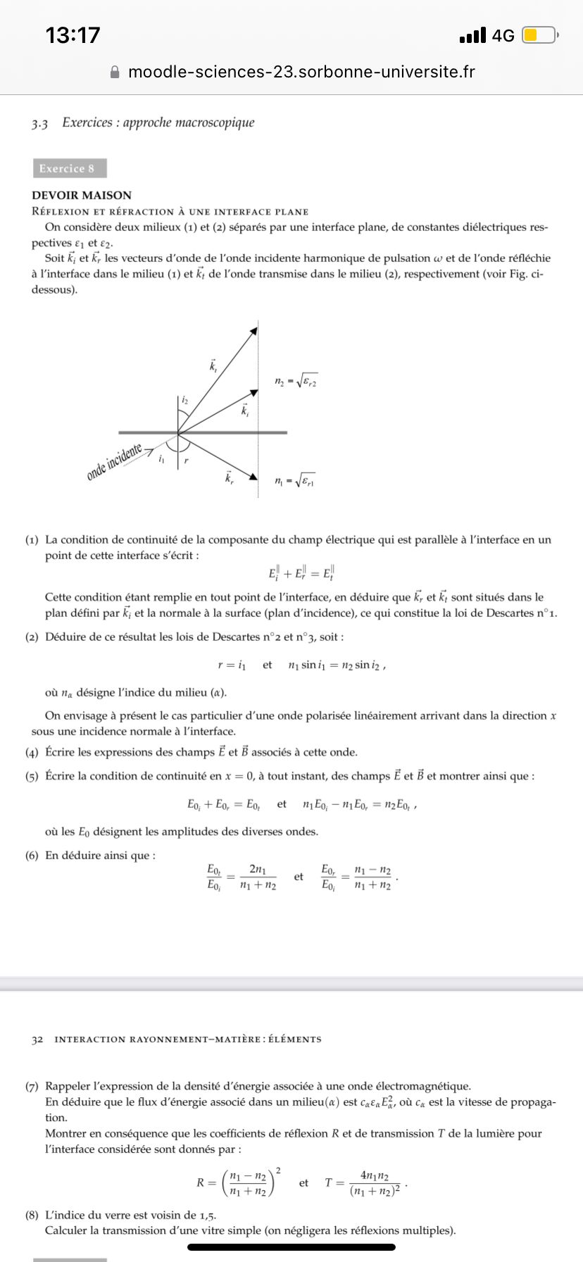 Solved Homework Reflection And Refractionat A Plane