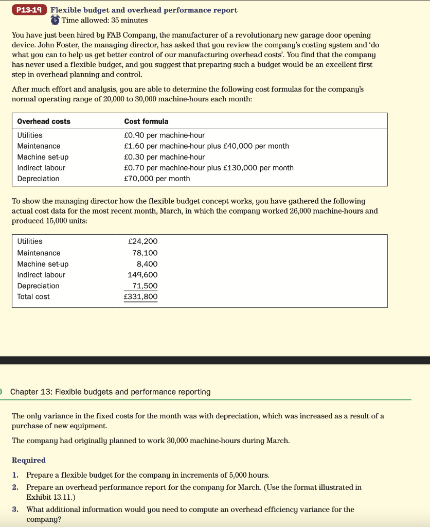 P13-19 Flexible budget and overhead performance | Chegg.com