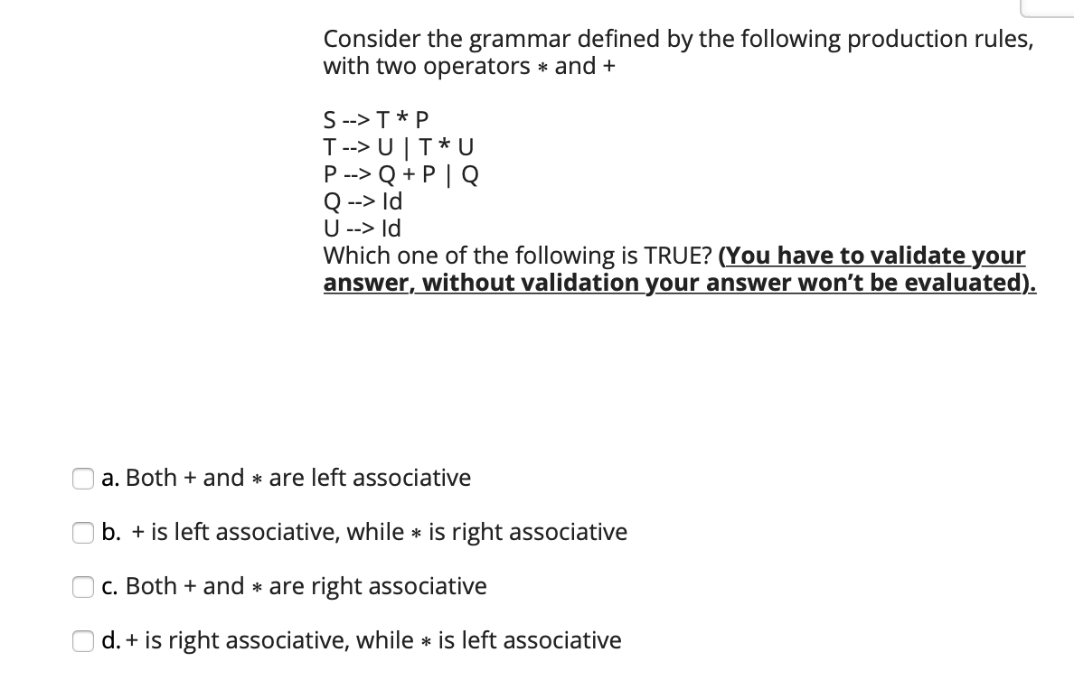 Solved Consider the grammar defined by the following | Chegg.com