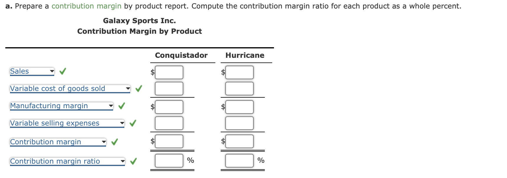 a. ﻿Prepare a contribution margin by product report. | Chegg.com