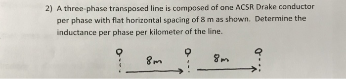Solved 2) A three-phase transposed line is composed of one | Chegg.com